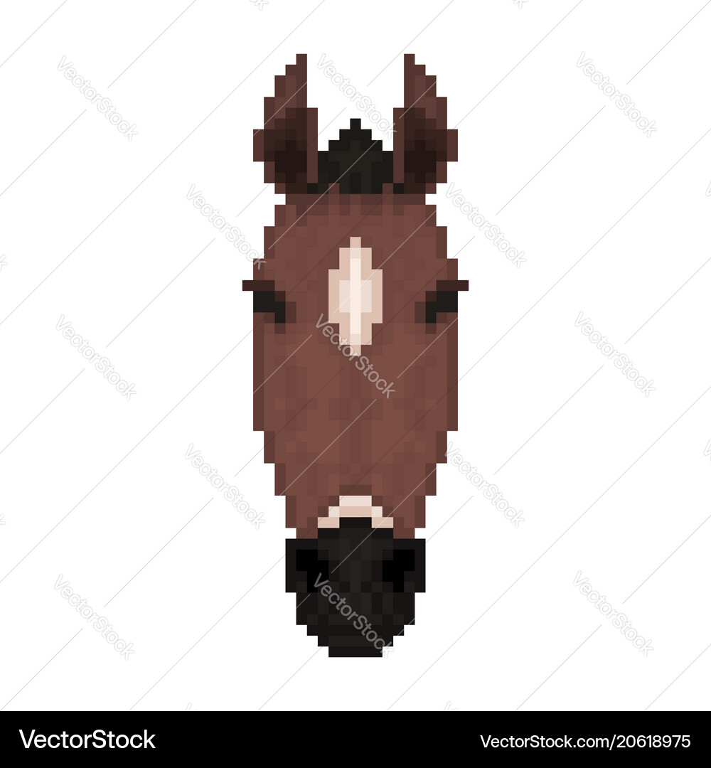 Horse head in pixel art style Royalty Free Vector Image