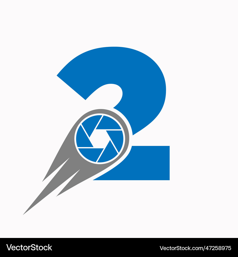 Initial letter 2 photography logo camera lens Vector Image