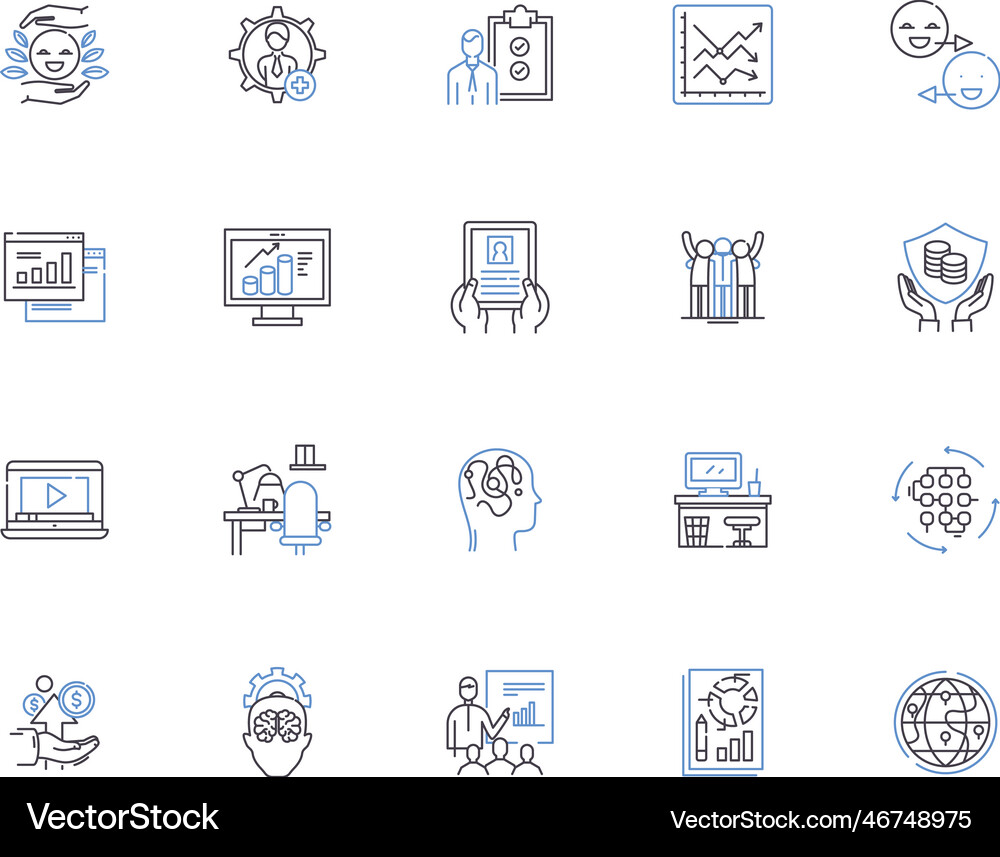 Management concept outline icons collection Vector Image