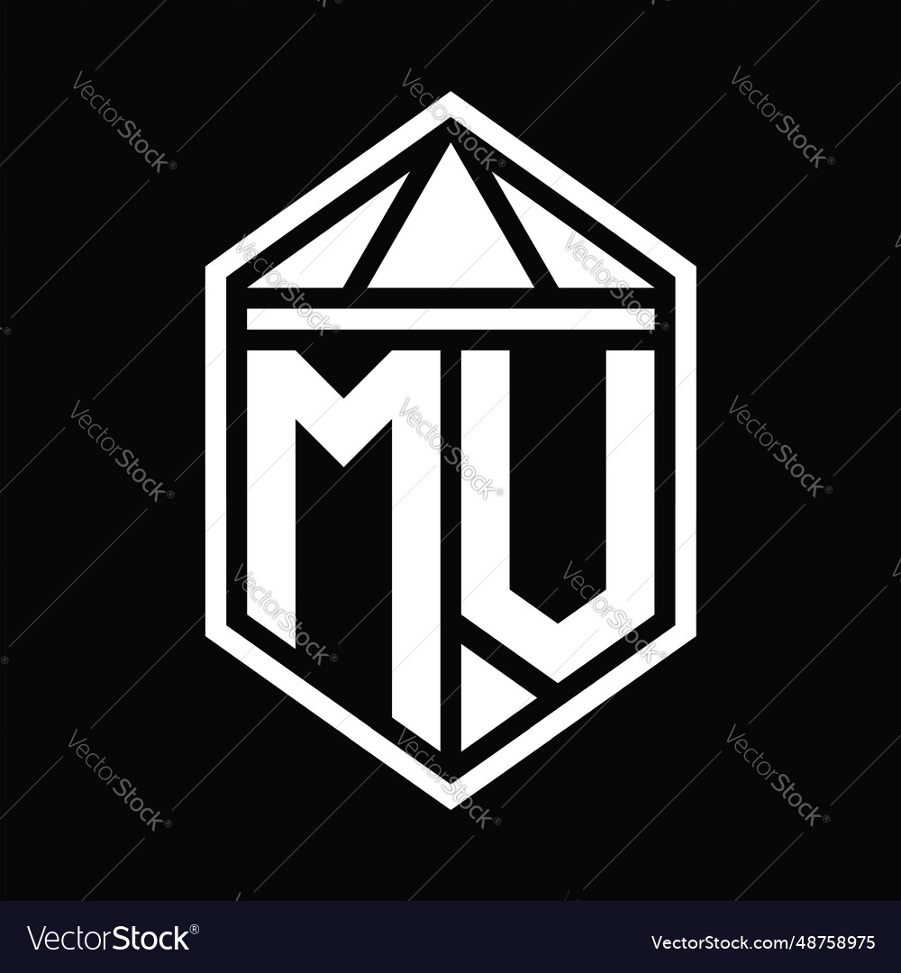 Mv letter logo monogram hexagon shield shape Vector Image
