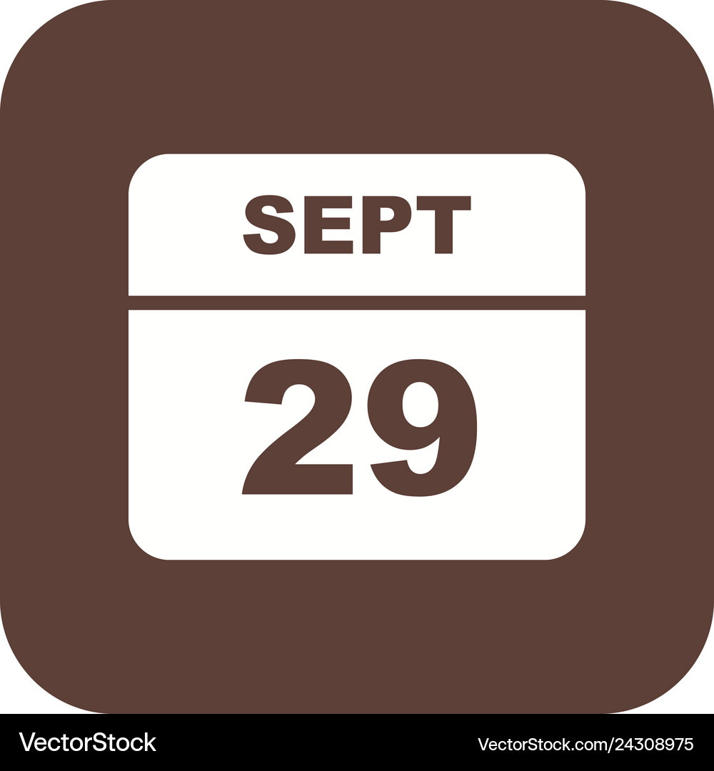 September 29th date on a single day calendar Vector Image