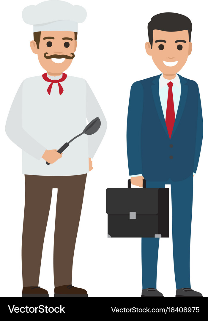 Set chef food and manager smiling persons Vector Image