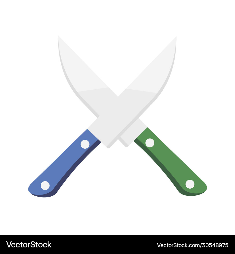 Steel kitchen knives on white background Vector Image