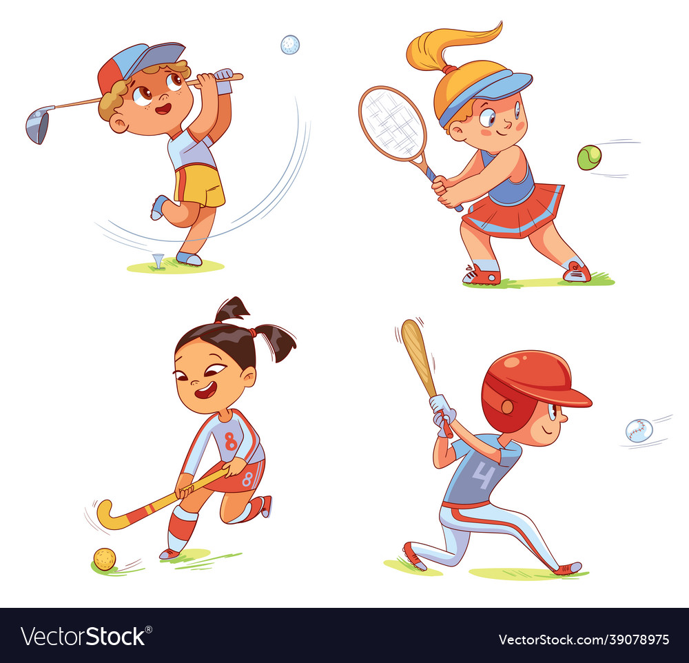 Team sport field hockey baseball tennis Royalty Free Vector