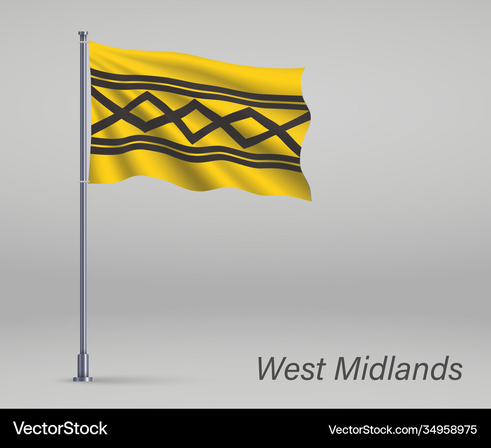 Waving flag west midlands - county england Vector Image