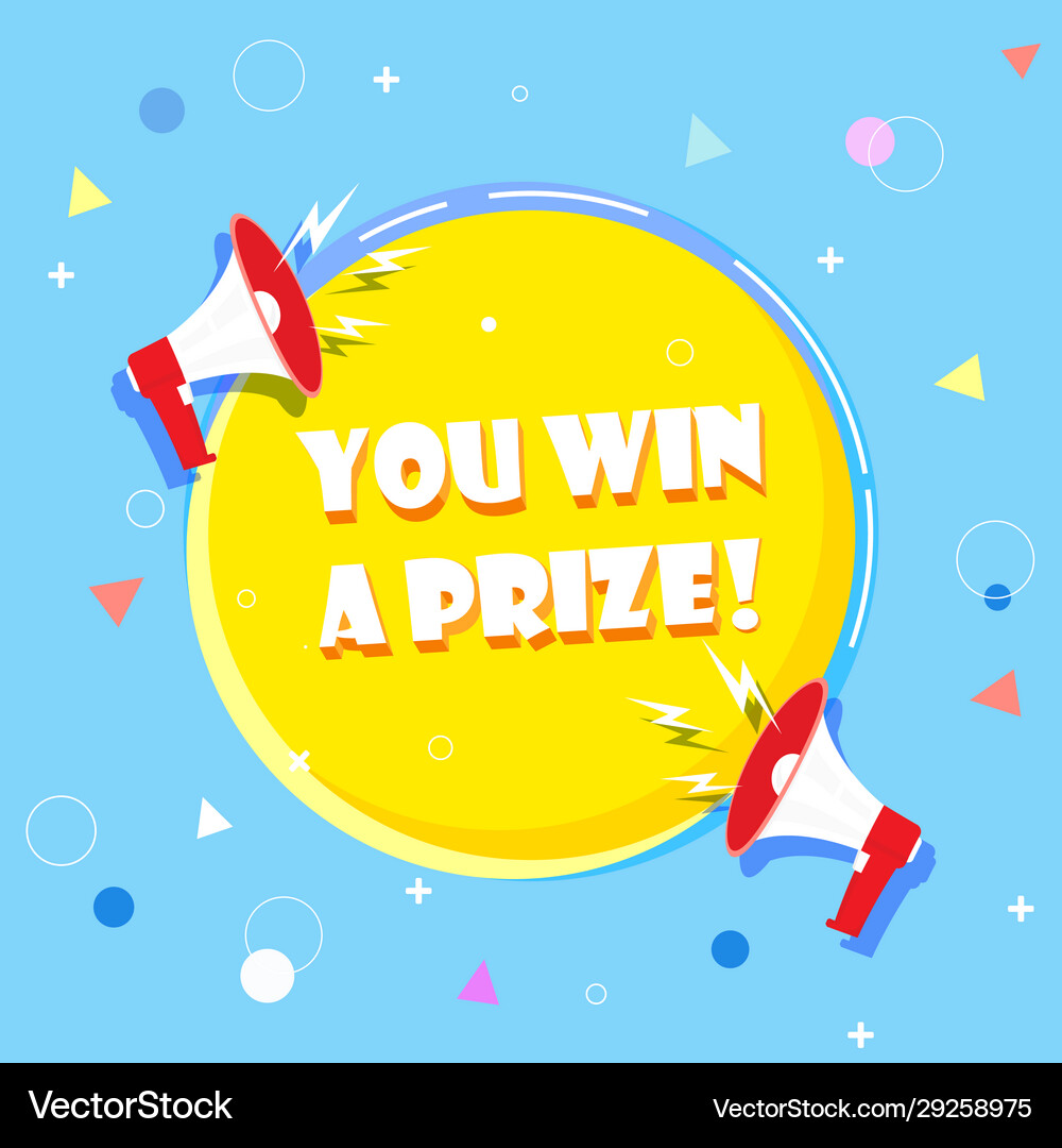 You win word concept with megaphone and 3d style Vector Image