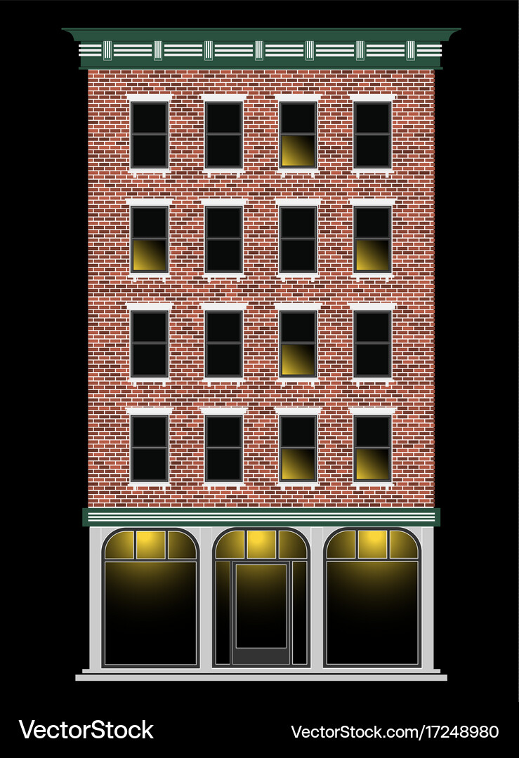 A classic american brick multi-storey house Vector Image