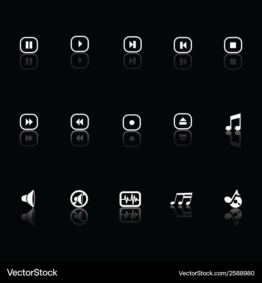 Abstract different music icons on a black Vector Image