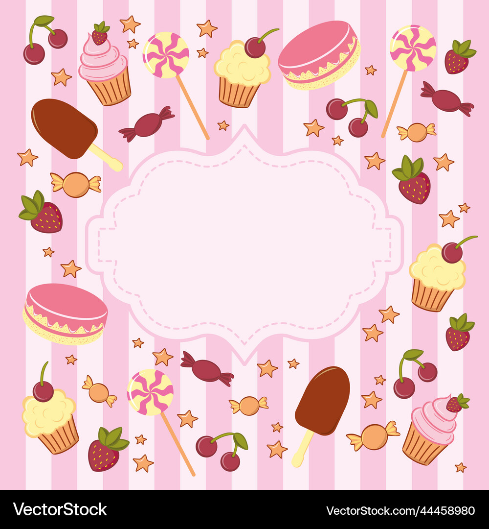 Background with sweets sweet shop signboard Vector Image