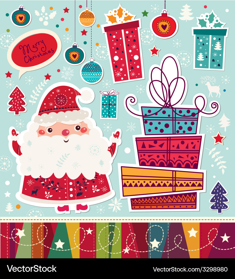 Christmas with santa claus and gift boxes Vector Image
