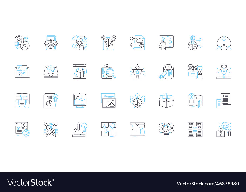 Creative writing linear icons set imagination Vector Image Creative writing linear icons set imagination Vector Image