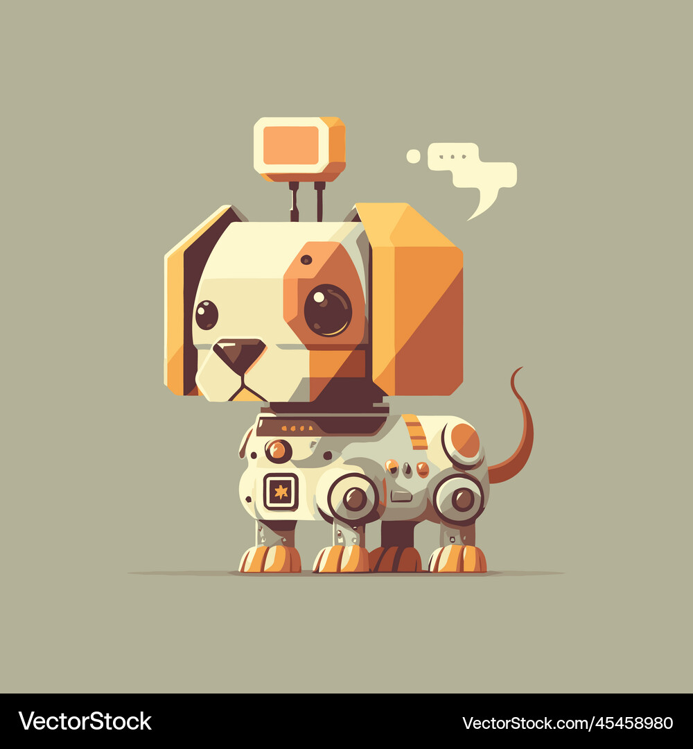 Cute dog robot machine character logo mascot Vector Image
