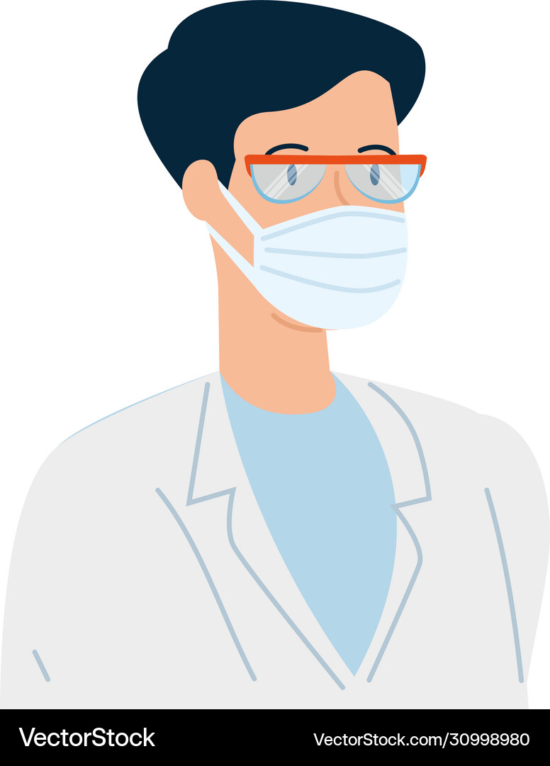 Doctor male using face mask with goggles Vector Image