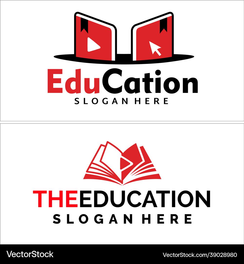 Education logo with symbol red book digital Vector Image