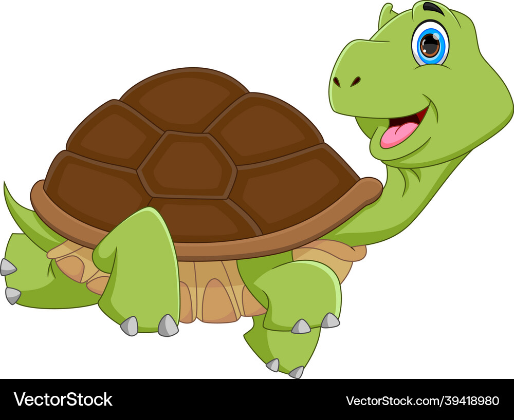 Funny turtle cartoon isolated on white background Vector Image