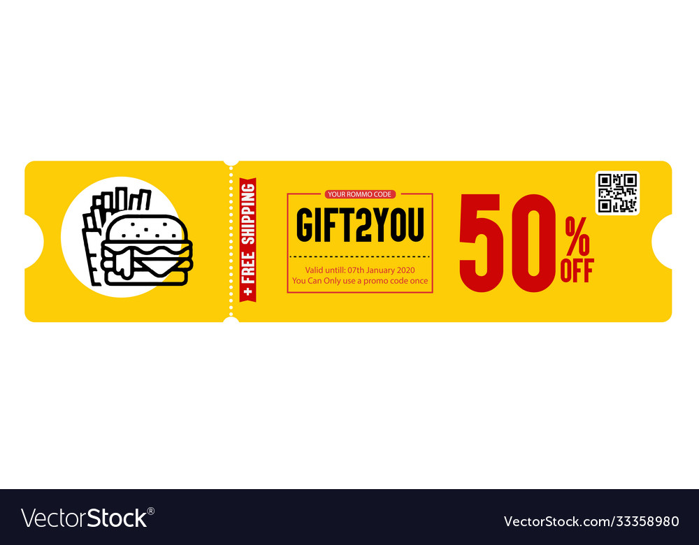 Gift voucher with coupon code fast food Royalty Free Vector