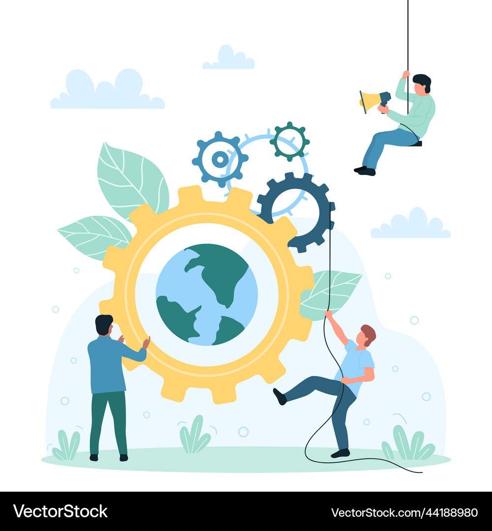 Global business communication cooperation of tiny Vector Image