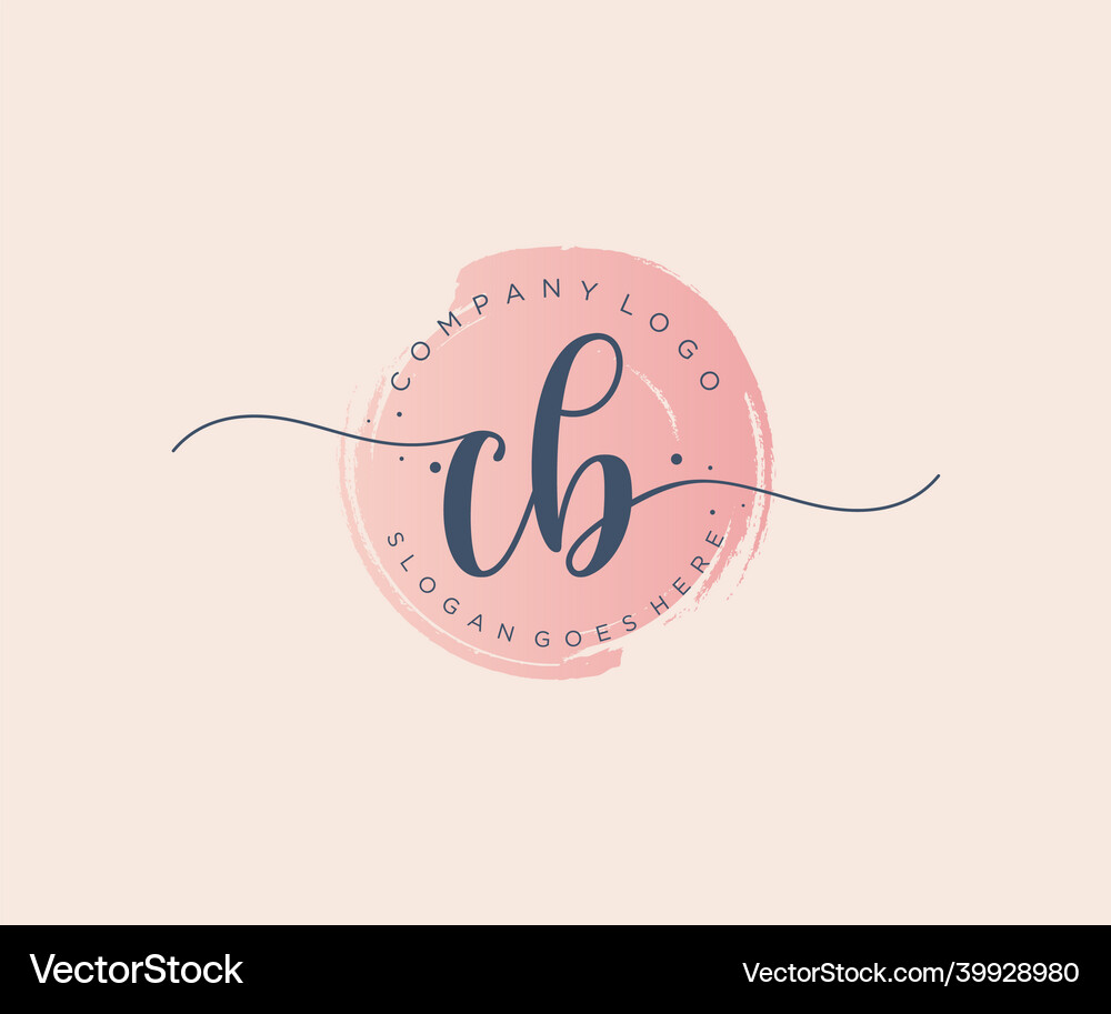 Initial cb feminine logo usable for nature salon Vector Image