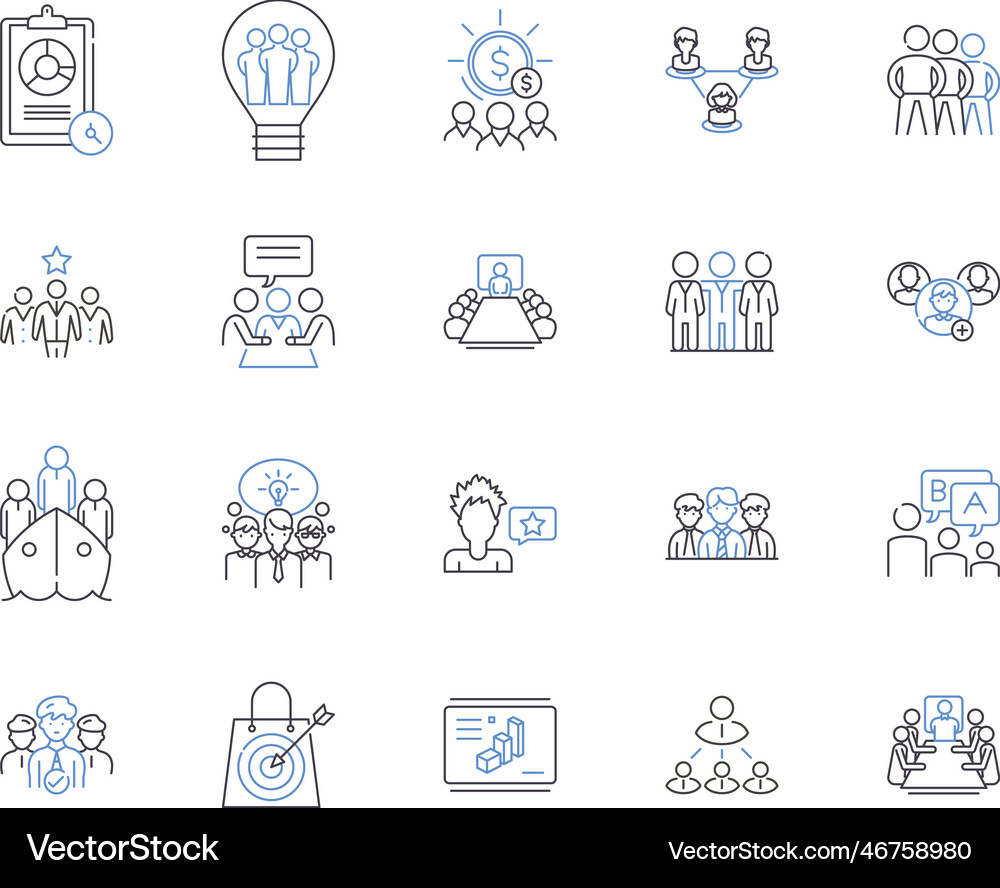 Management office outline icons collection Vector Image
