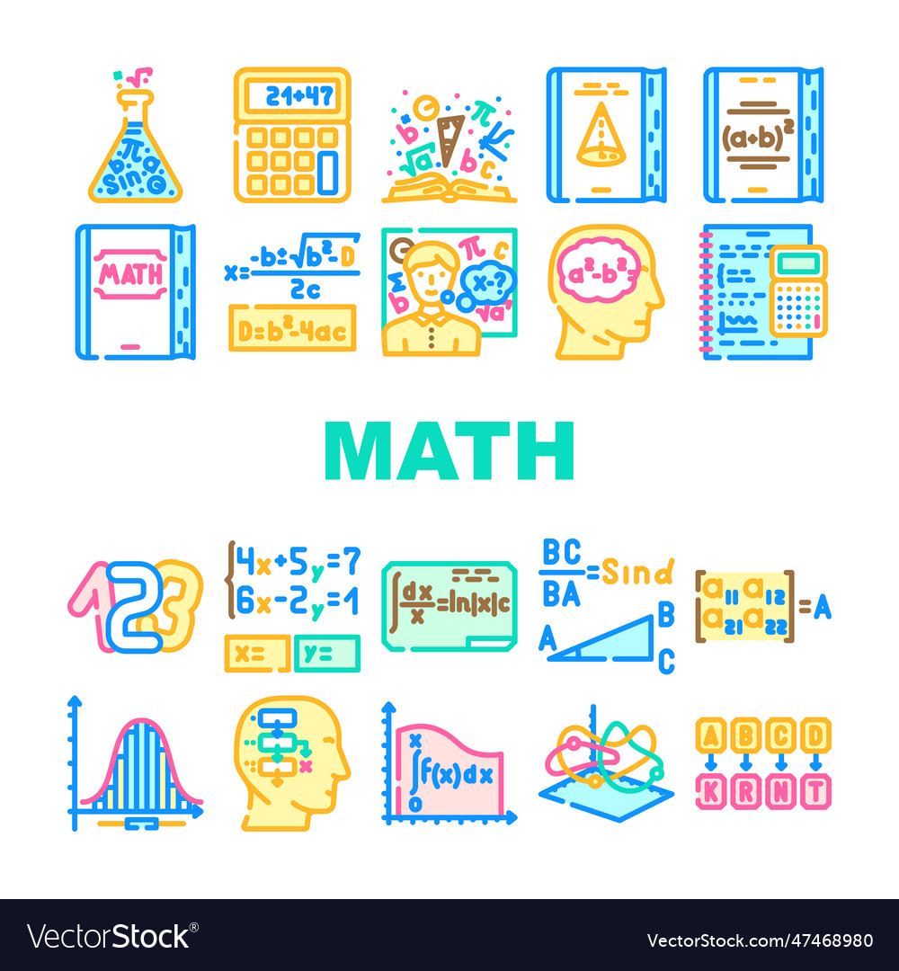 Math science education school icons set Royalty Free Vector