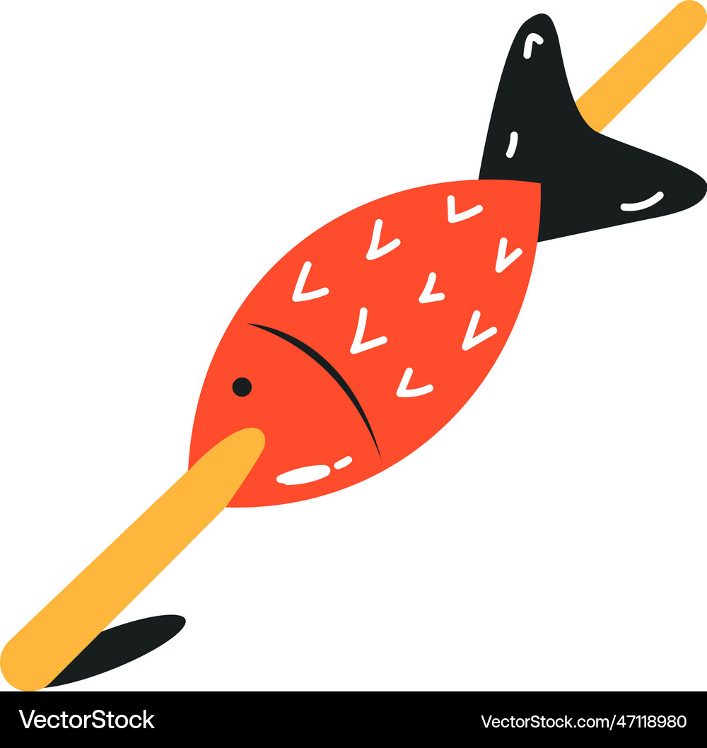 Modern flat icon of fish bbq Royalty Free Vector Image