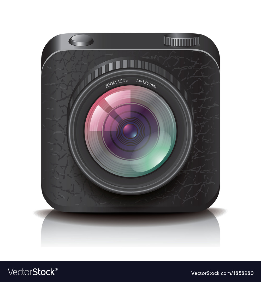 Object camera apps icon black Royalty Free Vector Image
