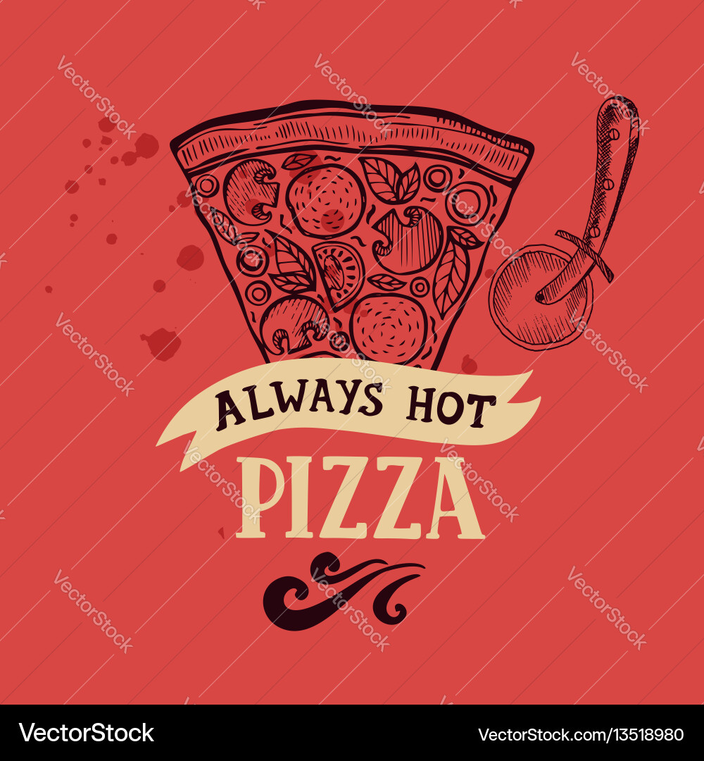 Pizza poster for restaurant and cafe Royalty Free Vector
