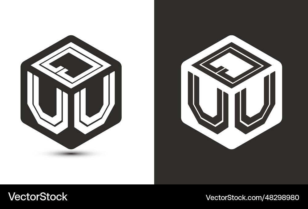 Quu letter logo design with cube logo logo modern Vector Image