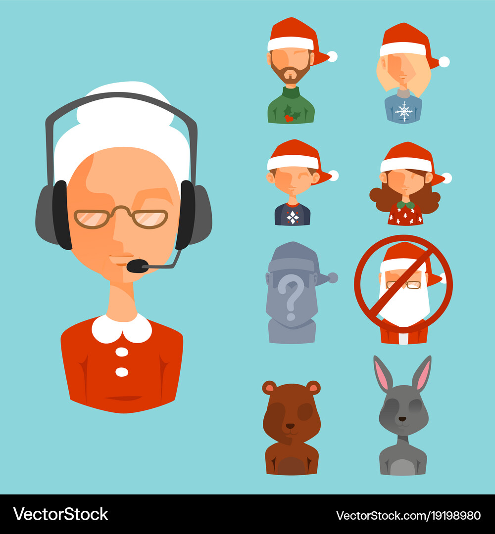 Santa claus avatar face characters face Royalty Free Vector