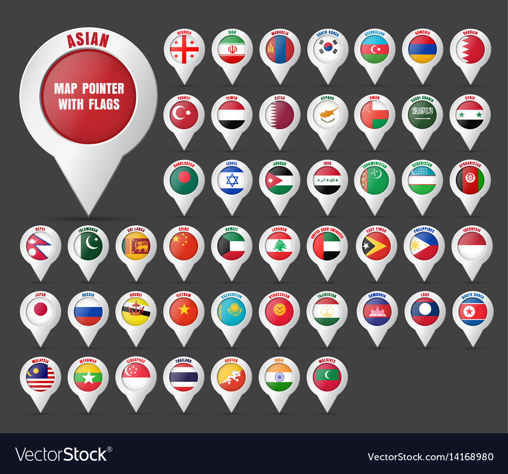Set the pointer to map with flag Royalty Free Vector Image