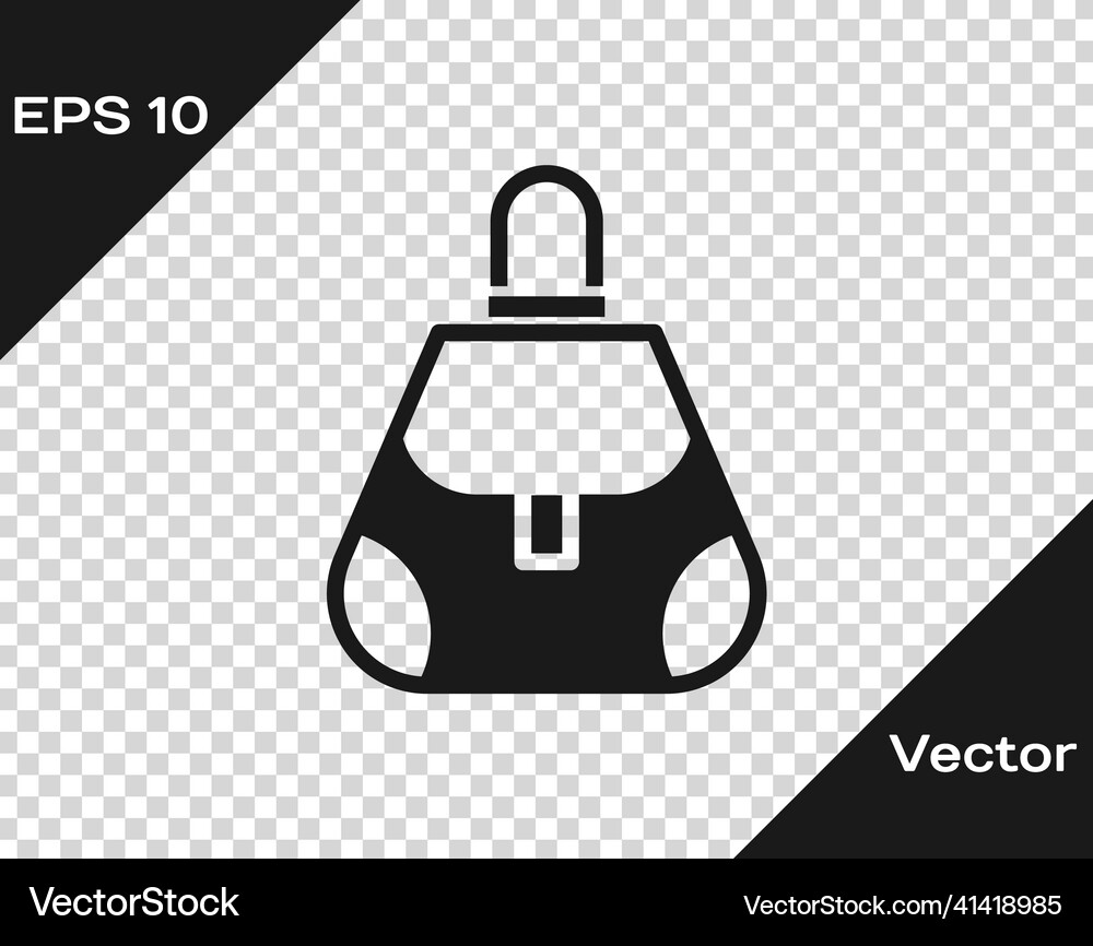 Black handbag icon isolated on transparent Vector Image