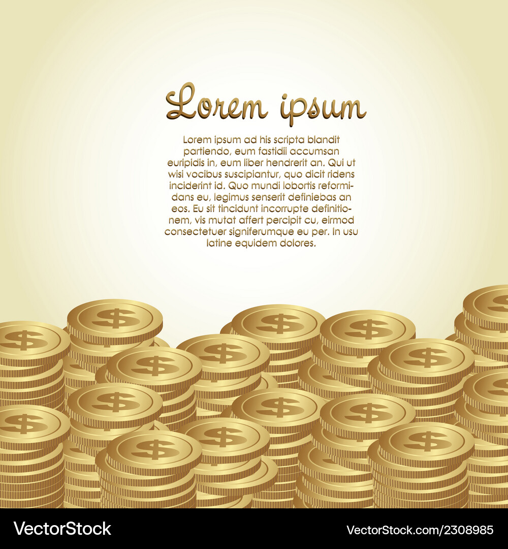 Bottom frame of coins isolated on cream colored Vector Image