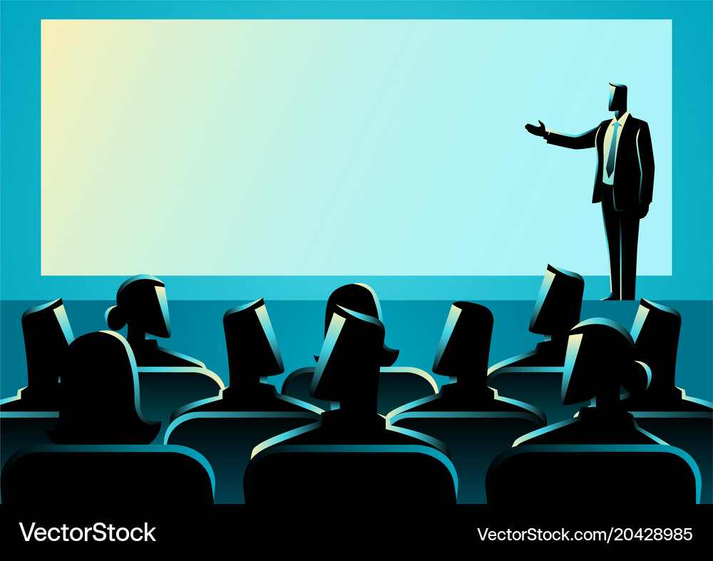 Businessman giving a presentation on big screen Vector Image