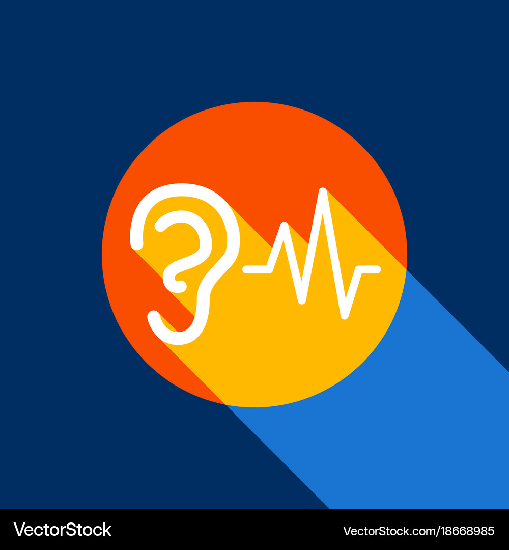 Ear hearing sound sign white icon Royalty Free Vector Image