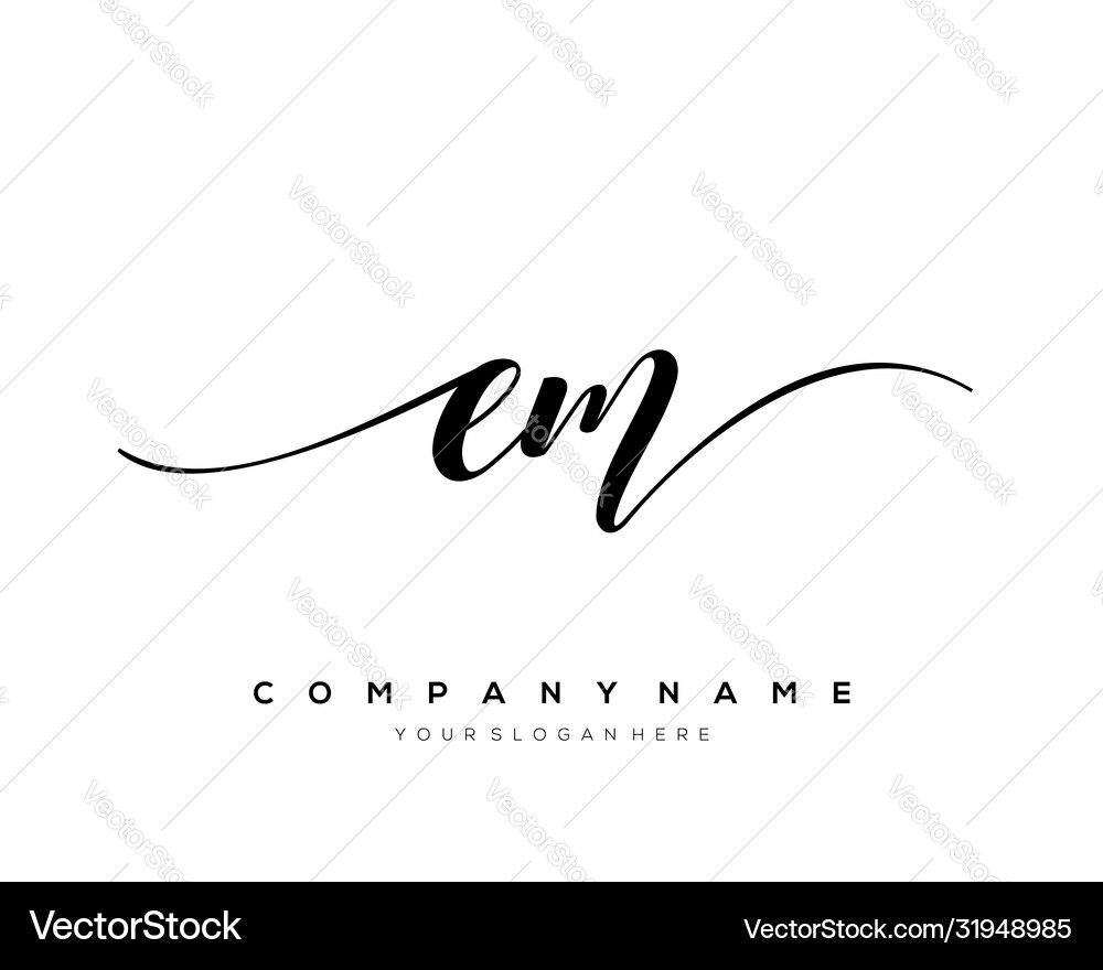 Elegant 'EM' Initial Letter Logo Royalty Free Vector Image
