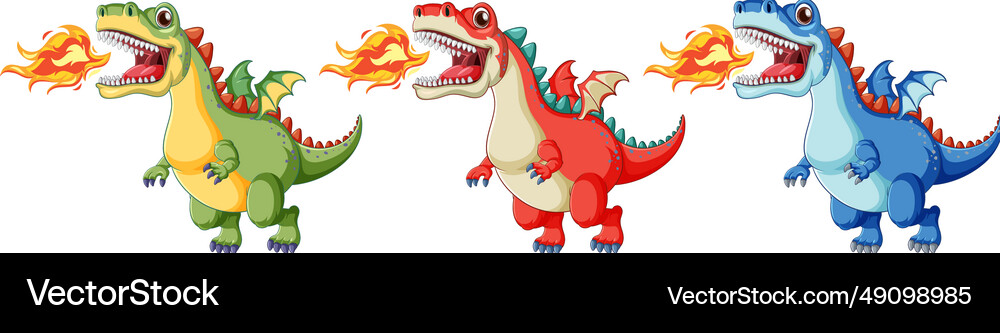 Fiery dragon cartoon character in style Royalty Free Vector