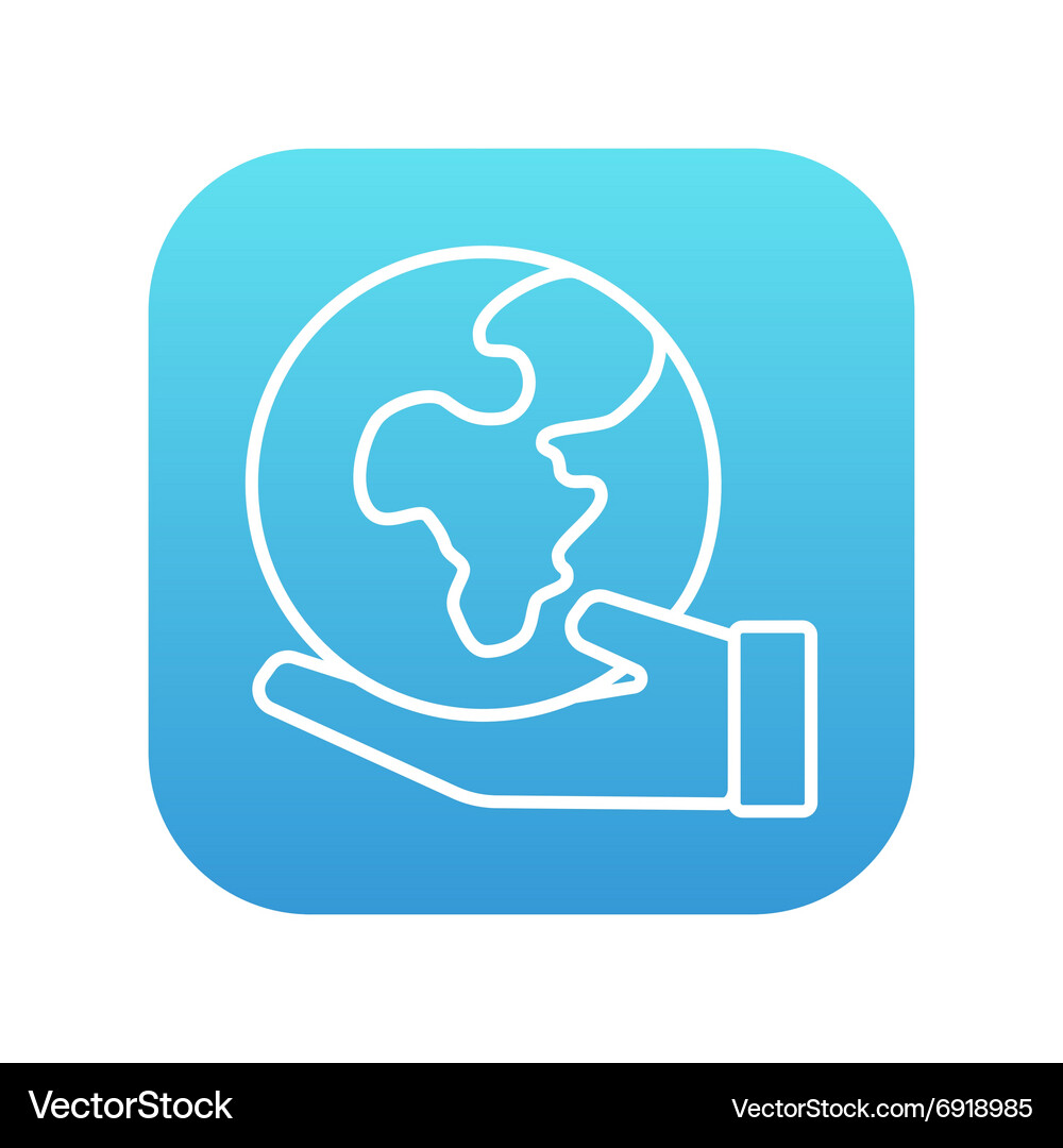 Hand holding the earth line icon Royalty Free Vector Image