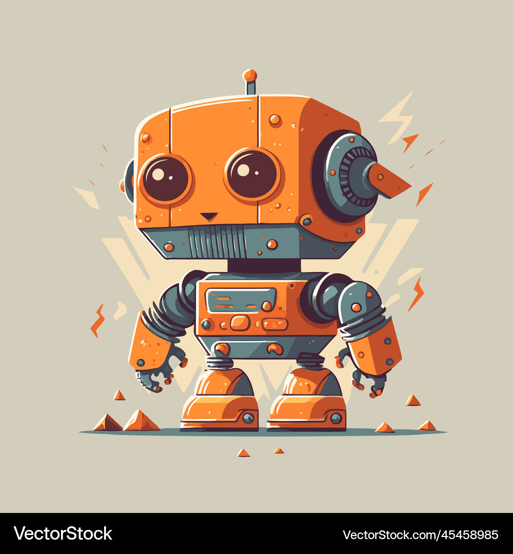Little funny robot machine character logo mascot Vector Image
