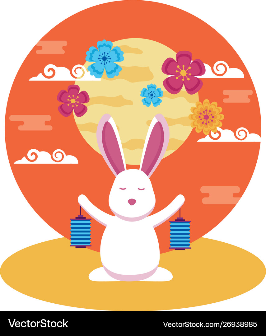 Rabbit mid autumn festival design Royalty Free Vector Image