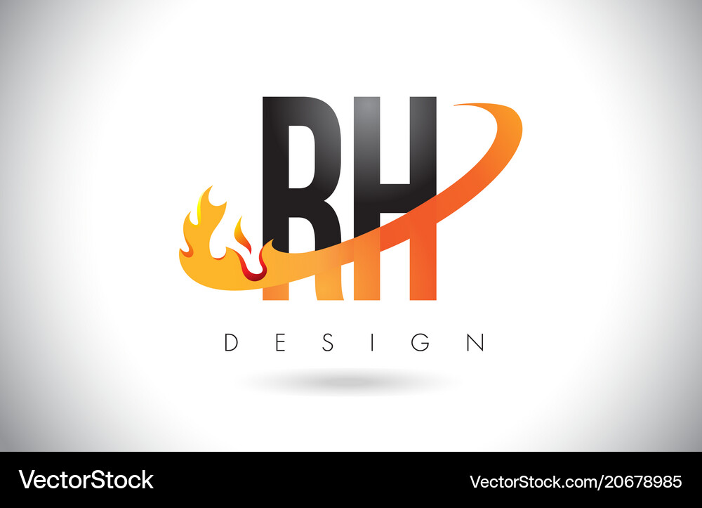 Rh r h letter logo with fire flames design Vector Image