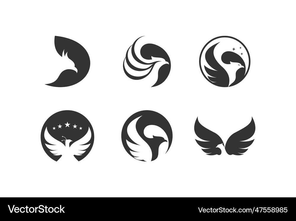 Set of phoenix logo design collection with modern Vector Image