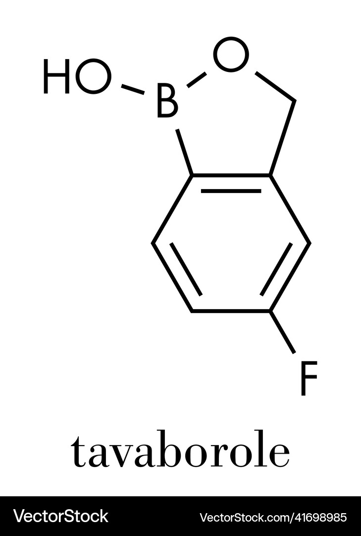 Tavaborole topical antifungal drug molecule Vector Image