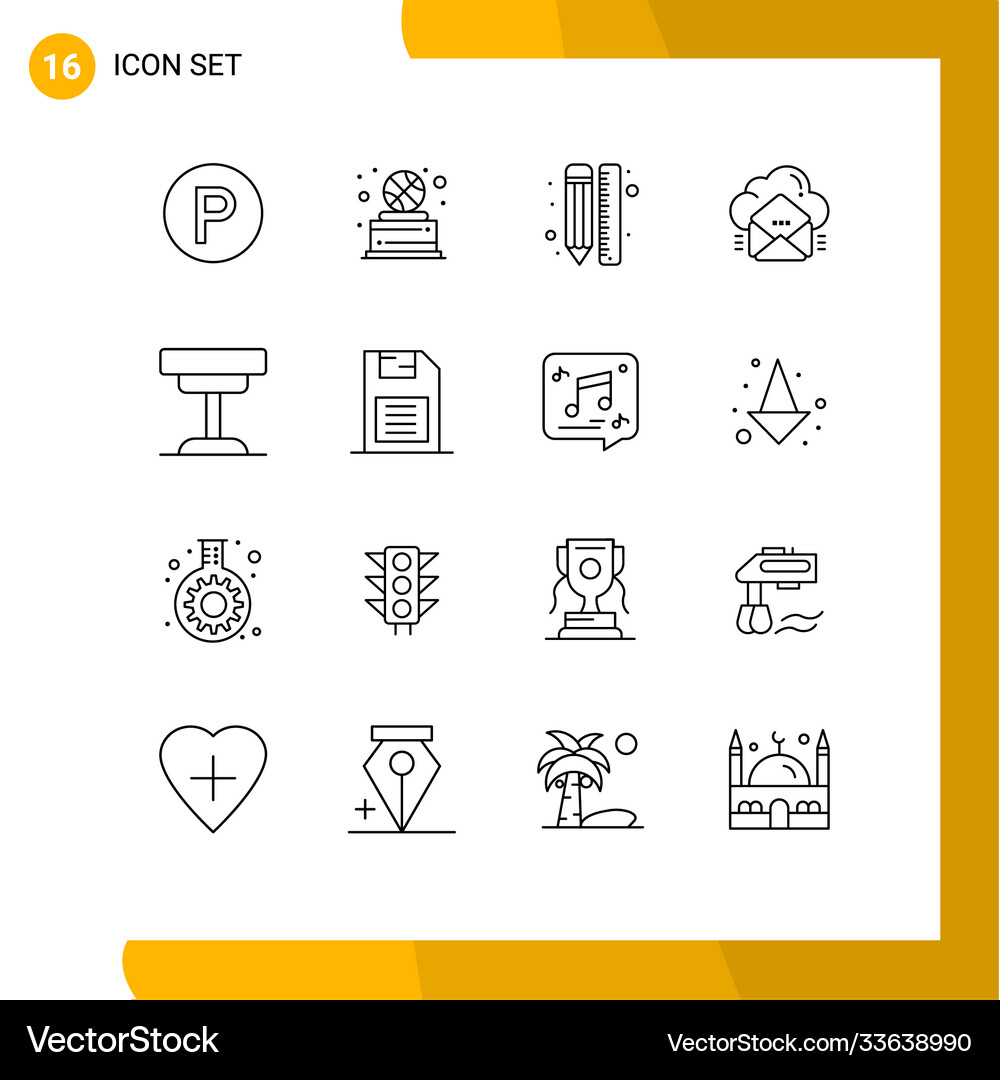 16 universal outline signs symbols decor data Vector Image