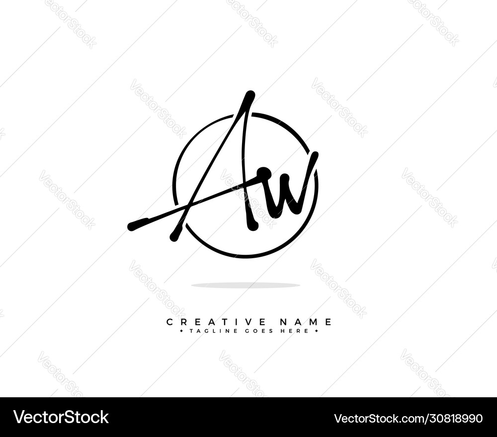 A w aw initial logo signature handwriting Vector Image