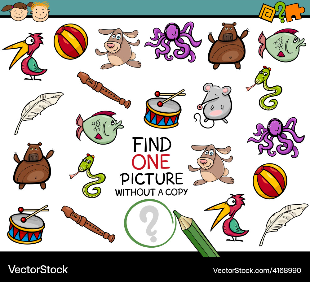 Find single picture game cartoon Royalty Free Vector Image