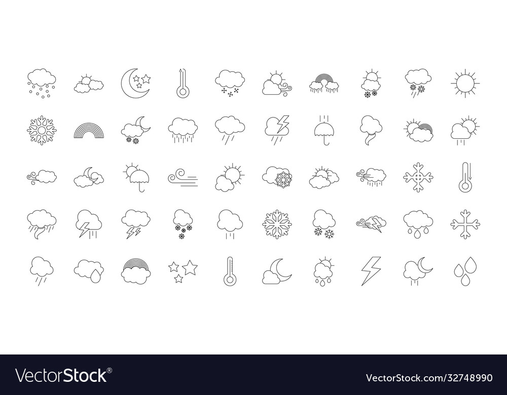 Icon set weather line style Royalty Free Vector Image