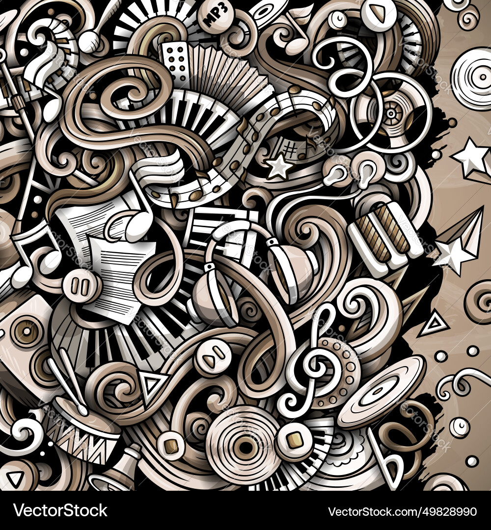 Music doodles musical frame design Royalty Free Vector Image
