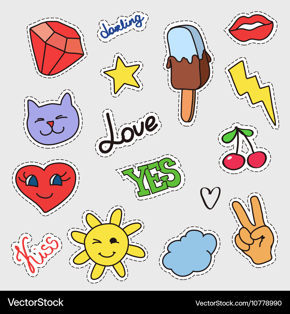 Patch badges set Stickers pins patches with Vector Image