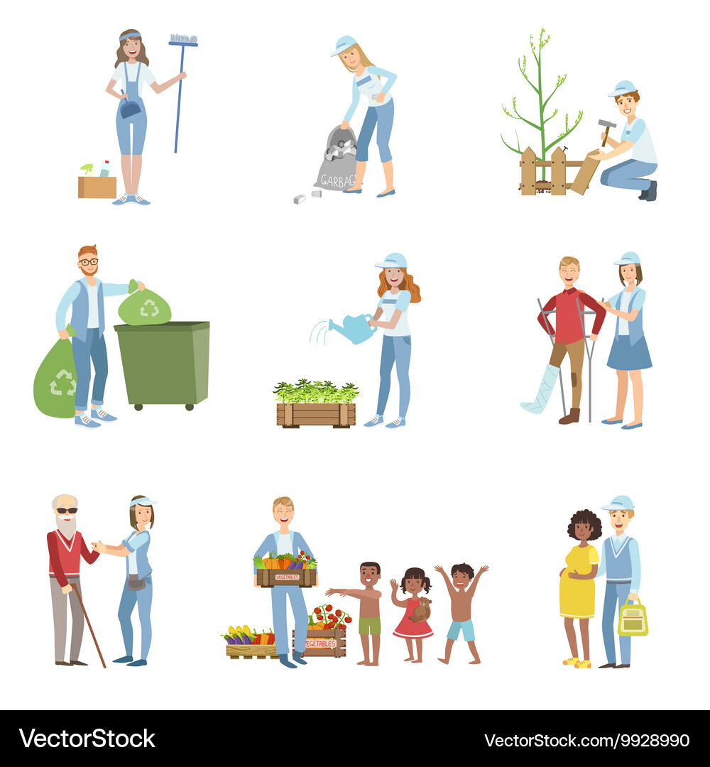 People Helping and Volunteering Royalty Free Vector Image