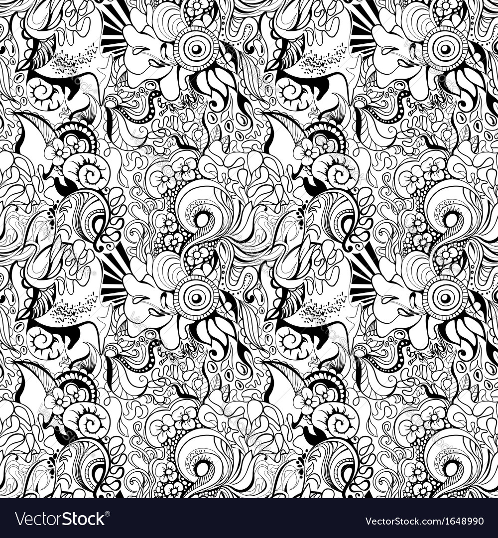 Seamless abstract hand-drawn waves pattern Vector Image